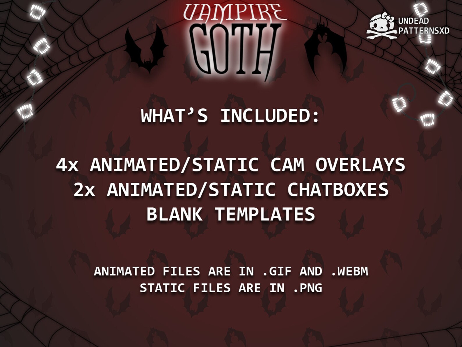 TWITCH Animated Stream Cambox and Chatbox - Vampire Goth - Occult Witch Vampiric Gothic - Red ...