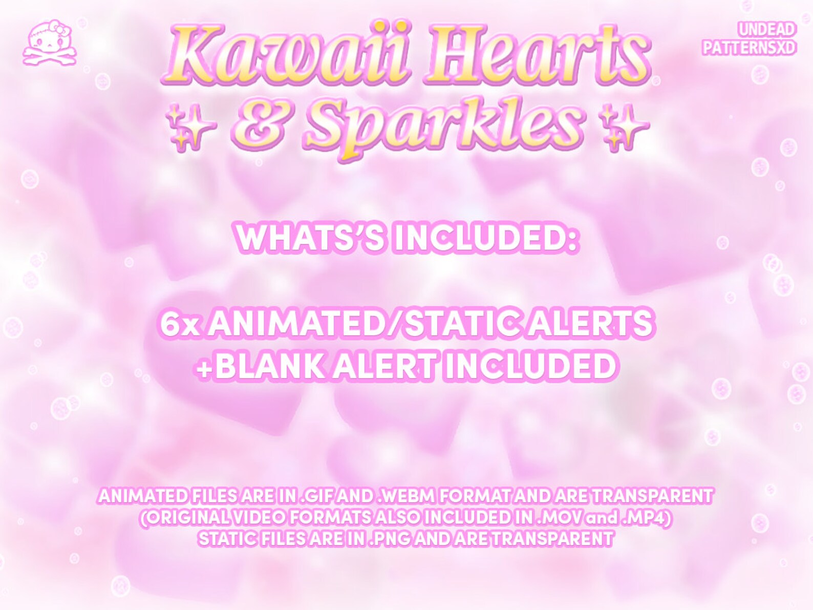 Kawaii Hearts & Sparkles Animated Stream Alerts: Hot Pink Graphics ...