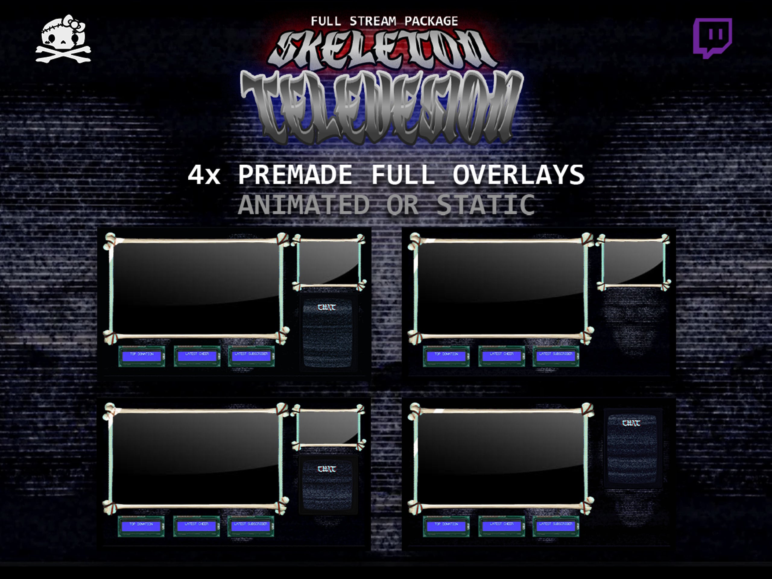 Skeleton Television Streaming Package for TWITCH - YOUTUBE - Digital ...