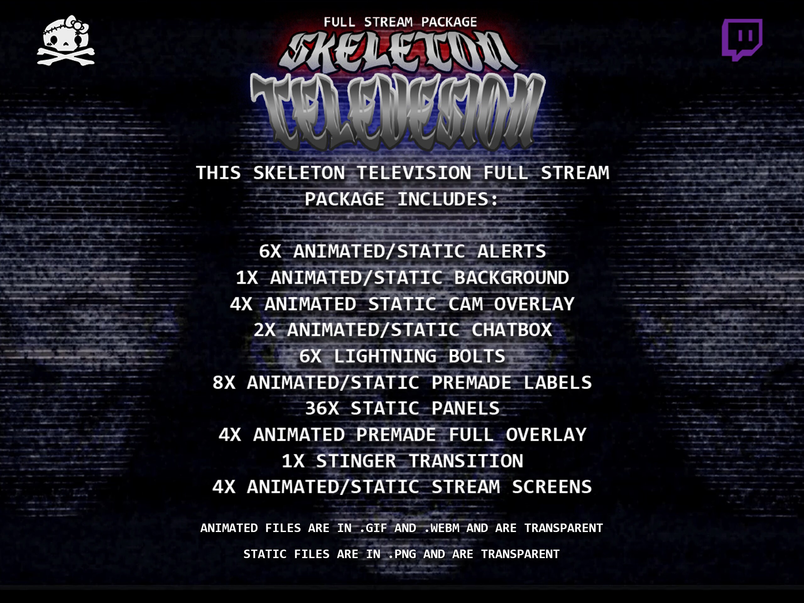 Skeleton Television Streaming Package for TWITCH - YOUTUBE - Digital ...
