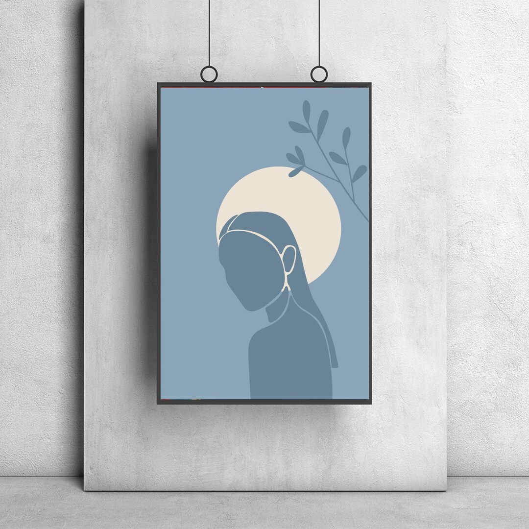 Lady Artwork Poster Home Deco Woman With Moon Motivating Friendship and ...