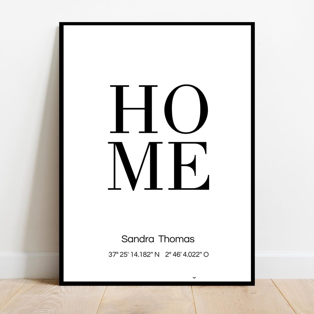 Personalized GPS Coordinates Poster HOME | GPS Coordinates Wall Art ...