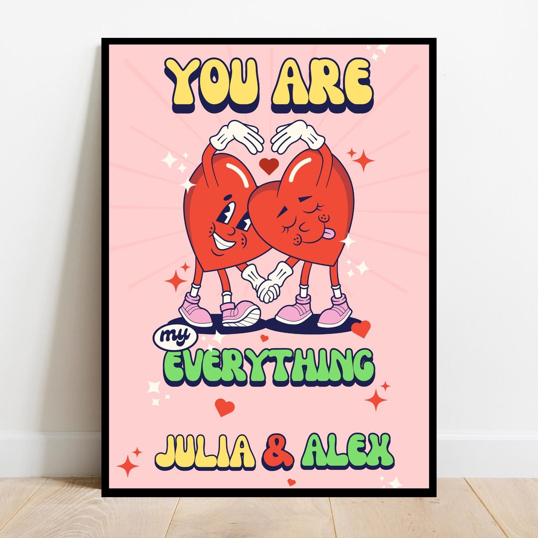 Retro Love Poster | Personalized With Names | You Are My Everything ...