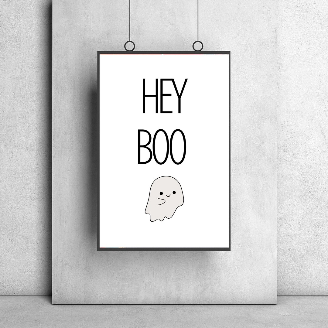 Hey Boo Posters Sayings Poster Halloween Decor Pumpkin - Etsy