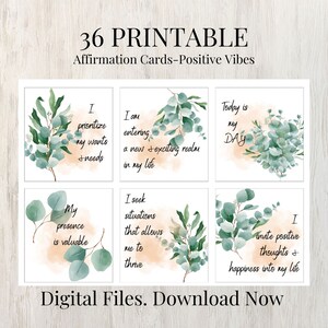 36 Eucalyptus Affirmation Bundle_self-care Affirmation Card,positive ...