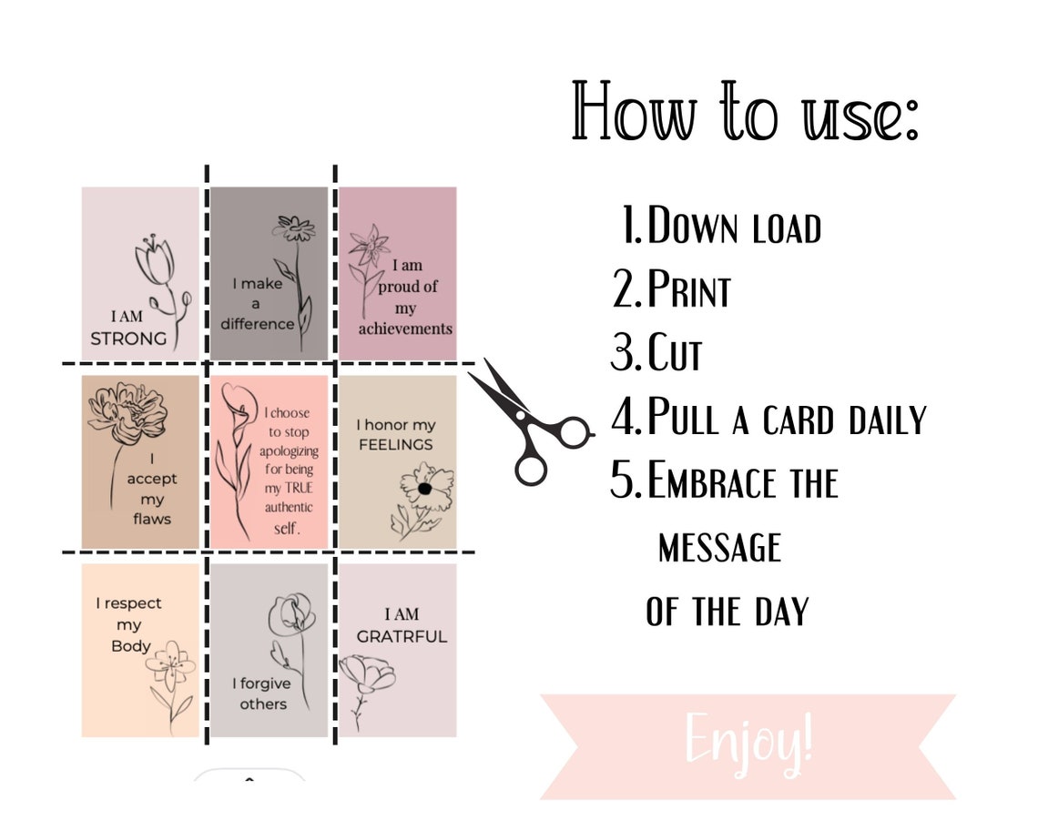 45 Affirmation Cards Bundle, Self-care Affirmation Cards, Positive ...