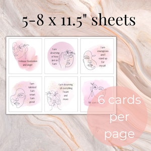 30-line Drawing Affirmation Card Bundle, Self-care Cards,positive ...
