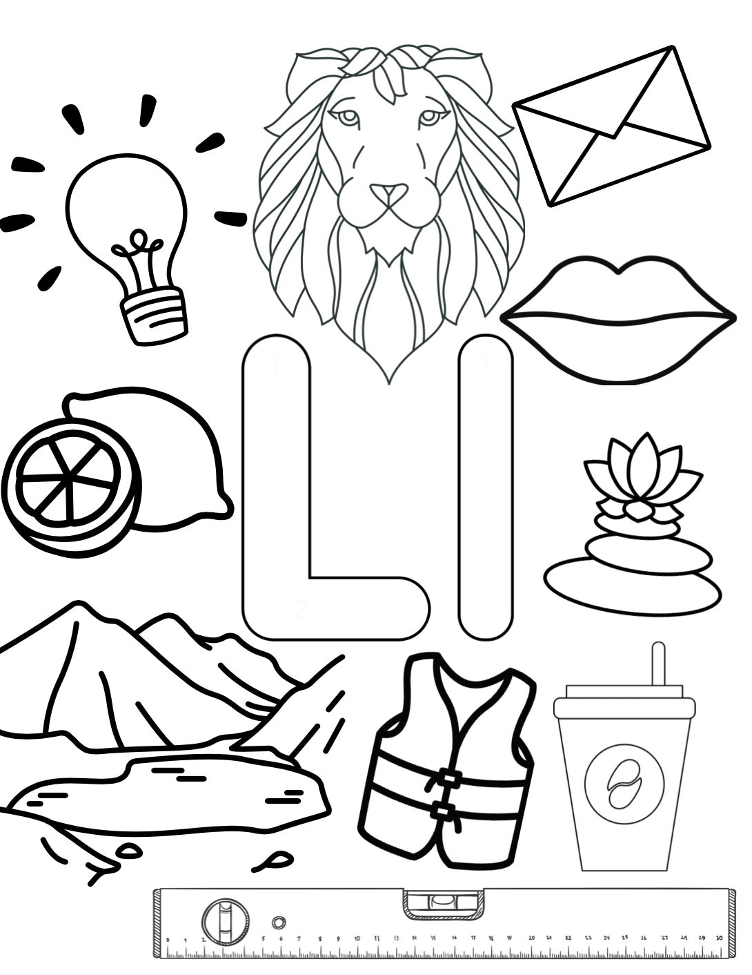 A to L Letter Coloring Pages for Kids, Digital Coloring Pages, Alphabet ...