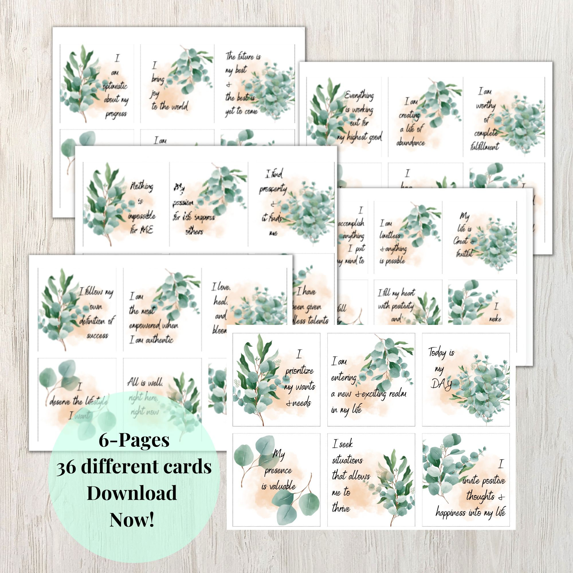 36 Eucalyptus Affirmation Bundle_self-care Affirmation Card,positive ...