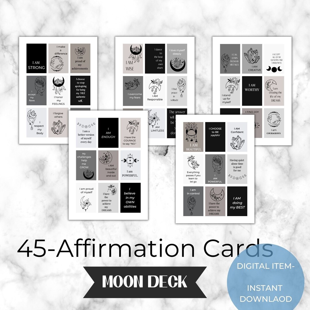 45 Affirmation Cards Bundle, Self-care Affirmation Cards, Positive ...