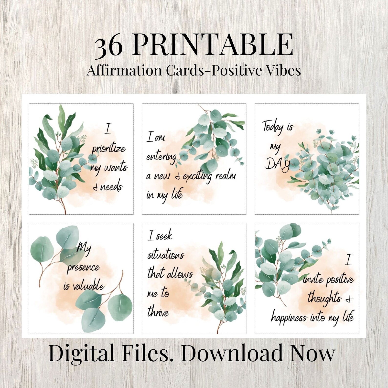 36 Eucalyptus Affirmation Bundle_self-care Affirmation Card,positive ...