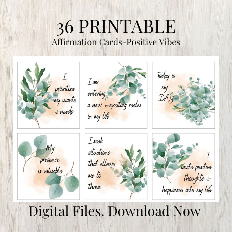 36 Eucalyptus Affirmation Bundle_self-care Affirmation Card,positive ...