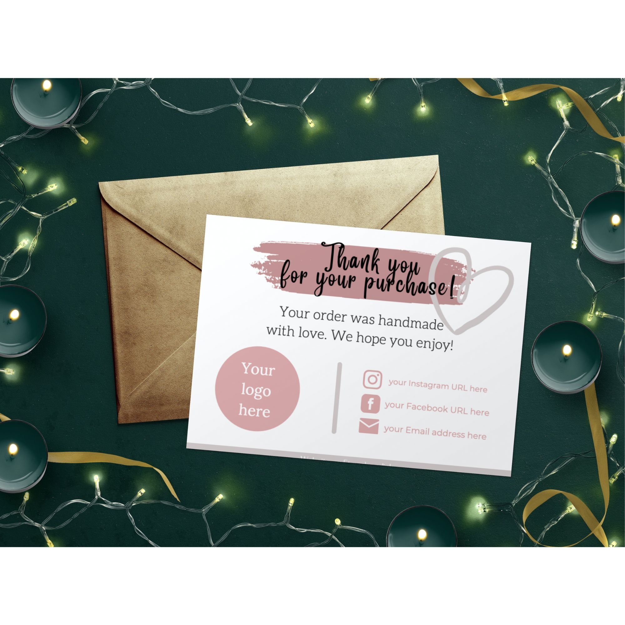 Thank You Card Template for Handmade Items_digital Template ...