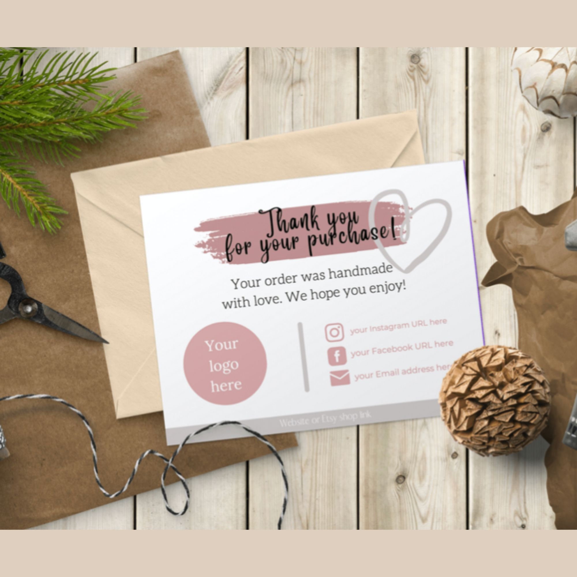 Handmade Item Thank You Card Template, Customizable Canva Design ...