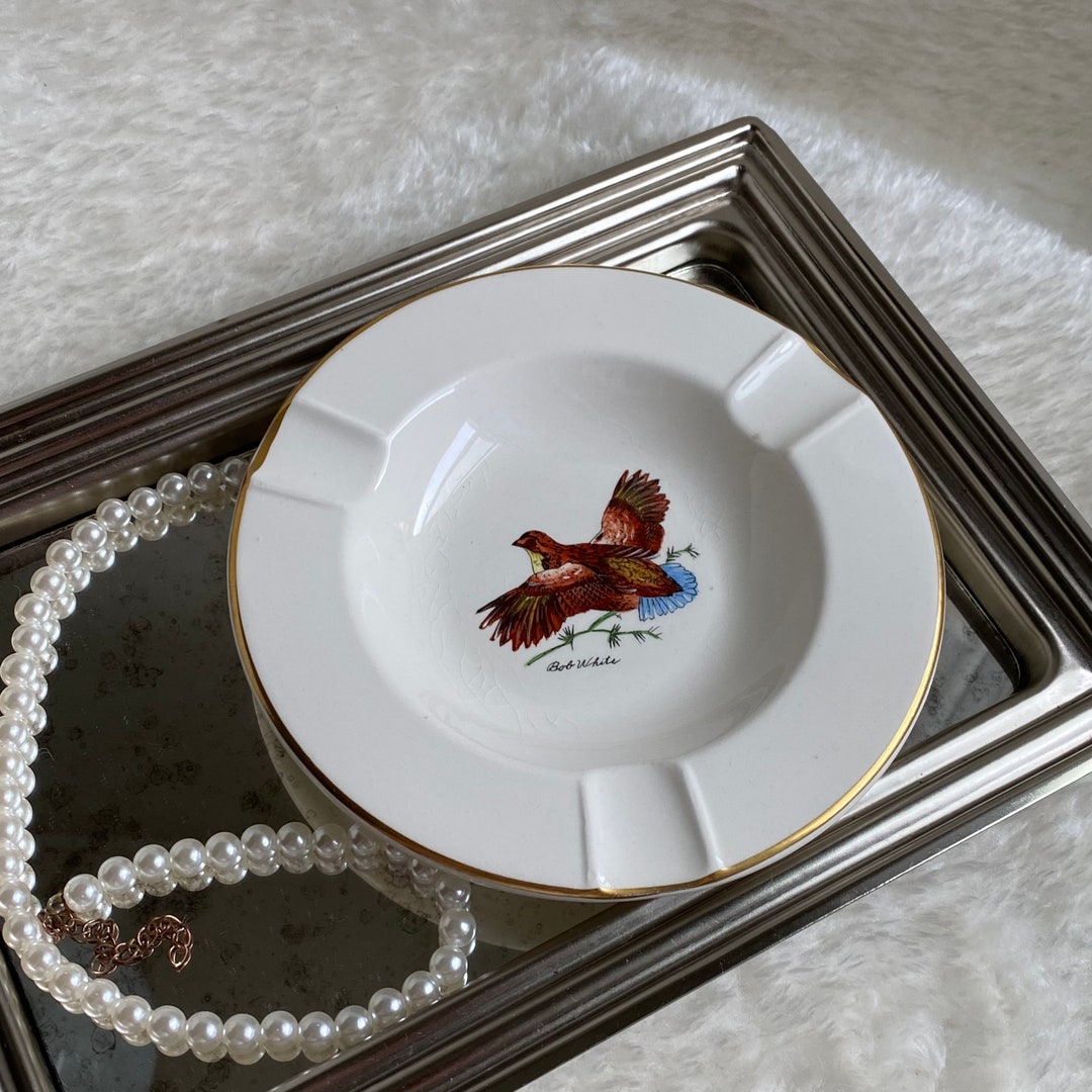Vintage 1960s Porcelain Quail Bird Ashtray Made in USA /// Mid Century ...