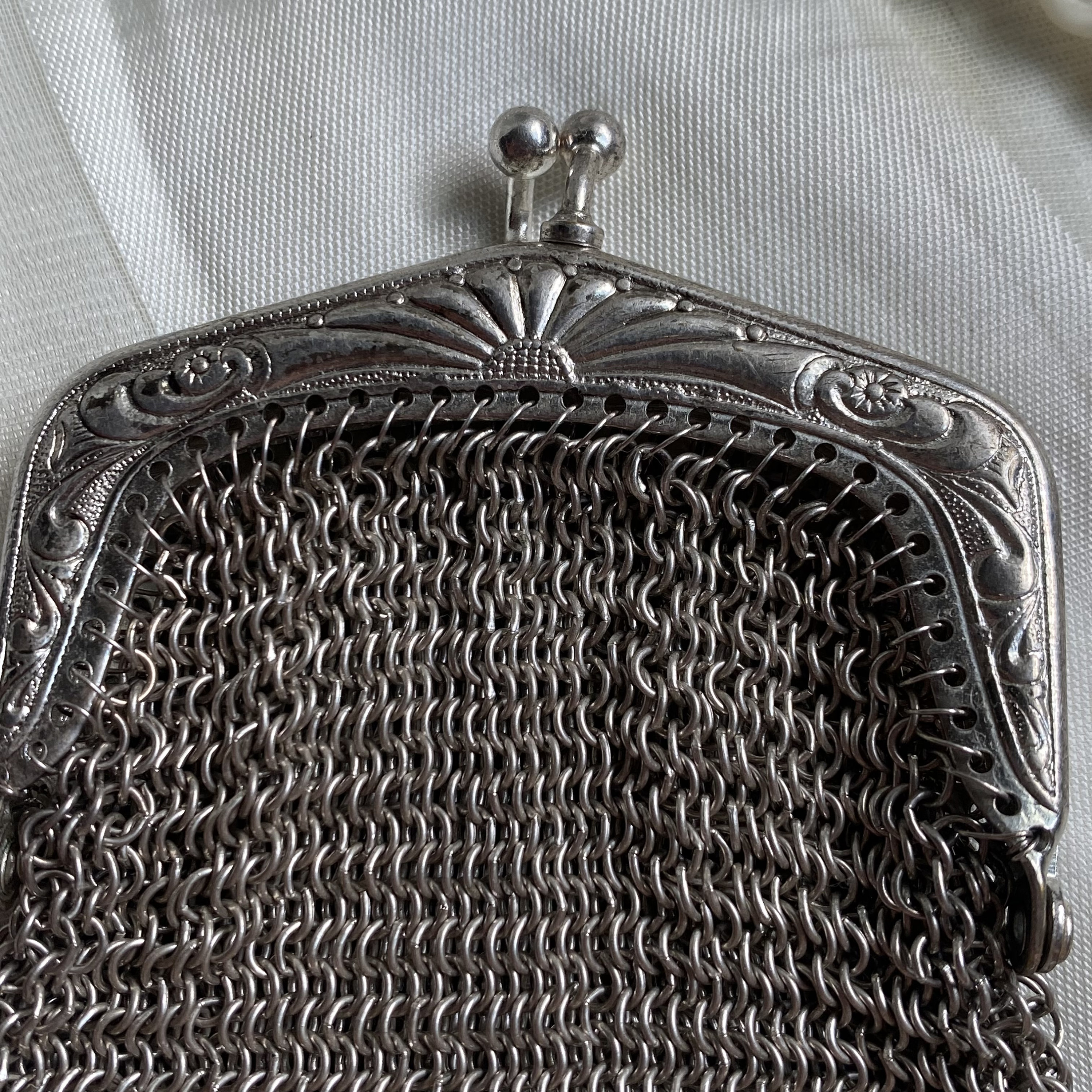 Antique Art Nouveau German Silver Chain Mail Link Coin Purse ...