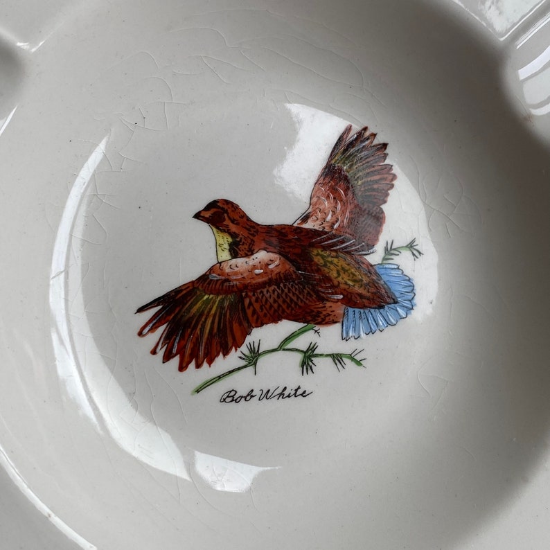 Vintage 1960s Porcelain Quail Bird Ashtray Made in USA /// Mid - Etsy
