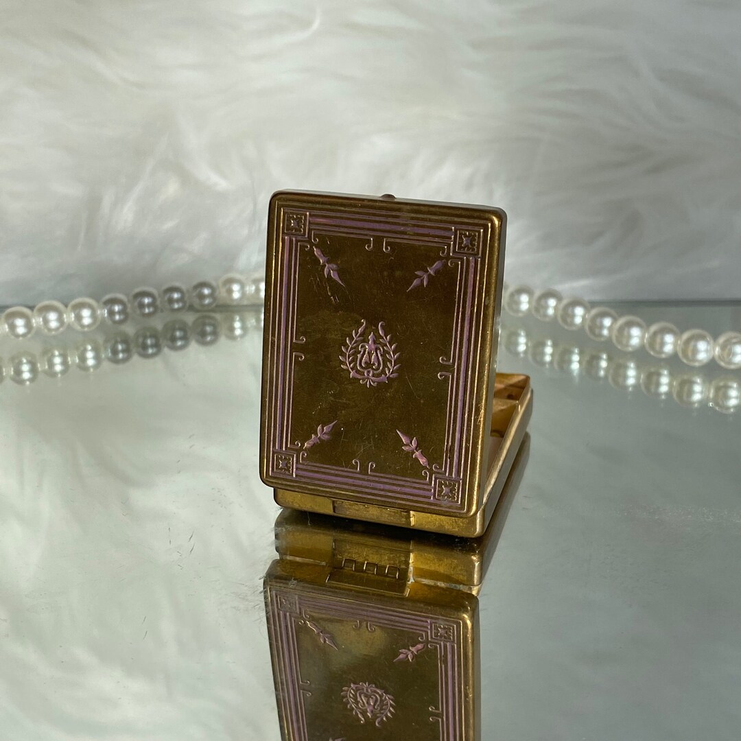 Antique 1920s Gold Pink Melba Gold Mini Compact - Face Powder Makeup ...