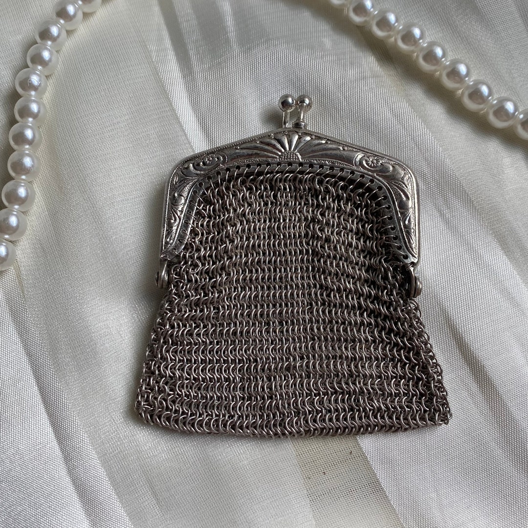 Antique Art Nouveau German Silver Chain Mail Link Coin Purse ...