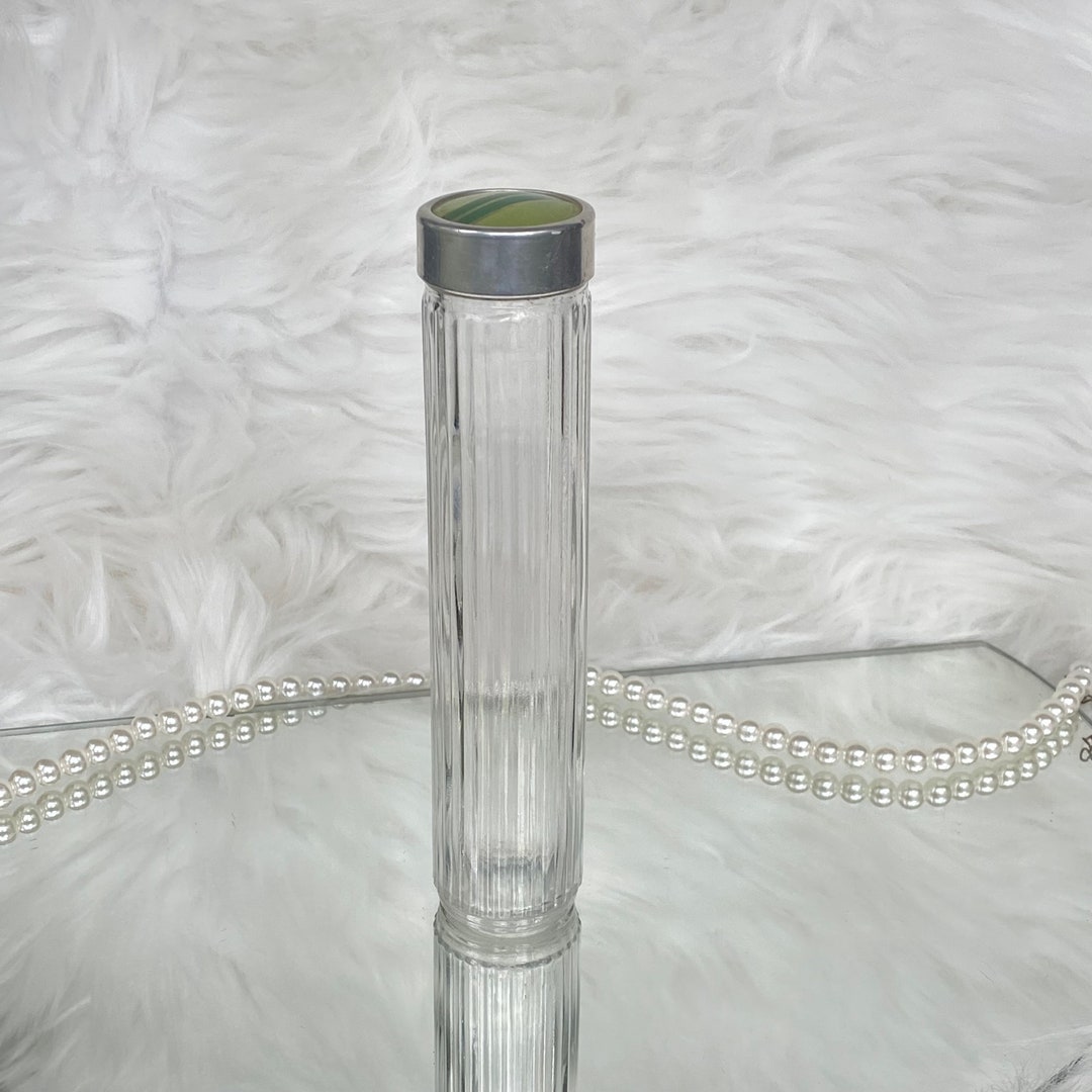 Vintage 1940s Green Ribbed Tall Glass Dresser Jar, Green Top - Etsy