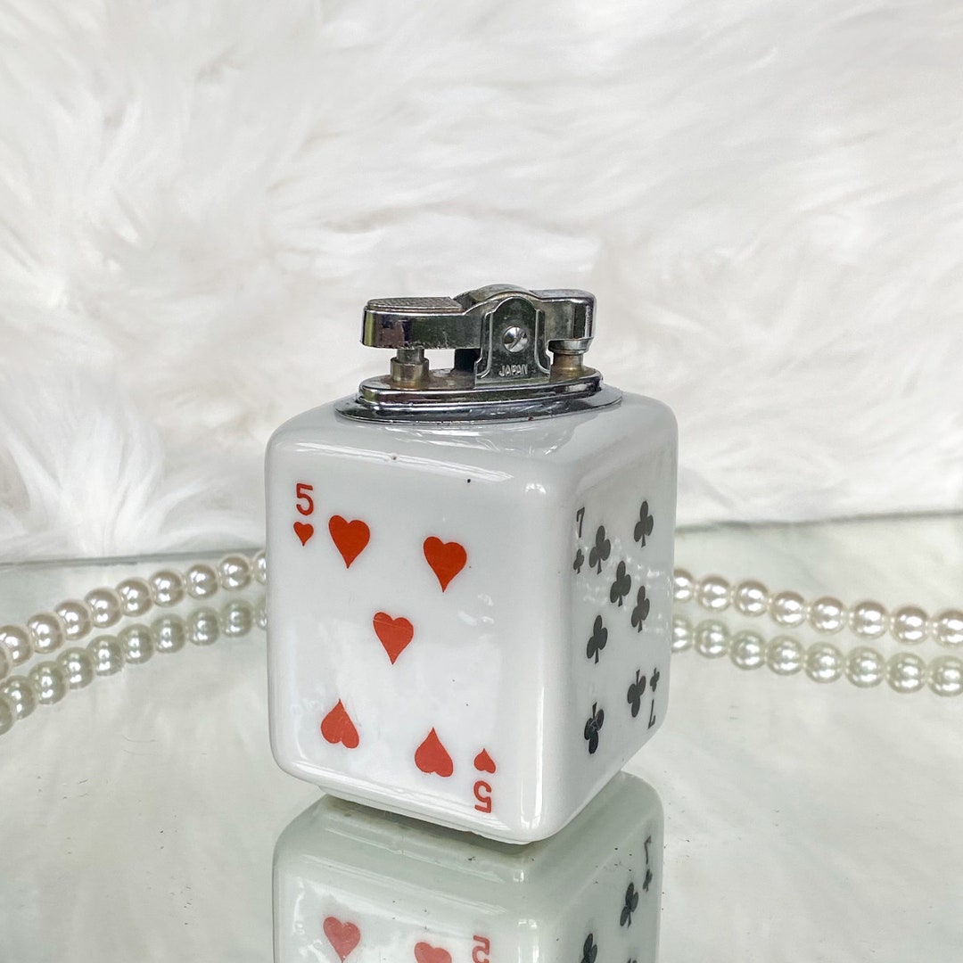 Vintage 1960s Mid Century Playing Card Dice Table Lighter Poker Card ...