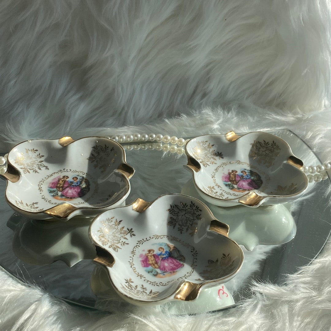 Vintage 1960s Porcelain Japan Cigarette Ashtray Set of 3 - Victorian ...