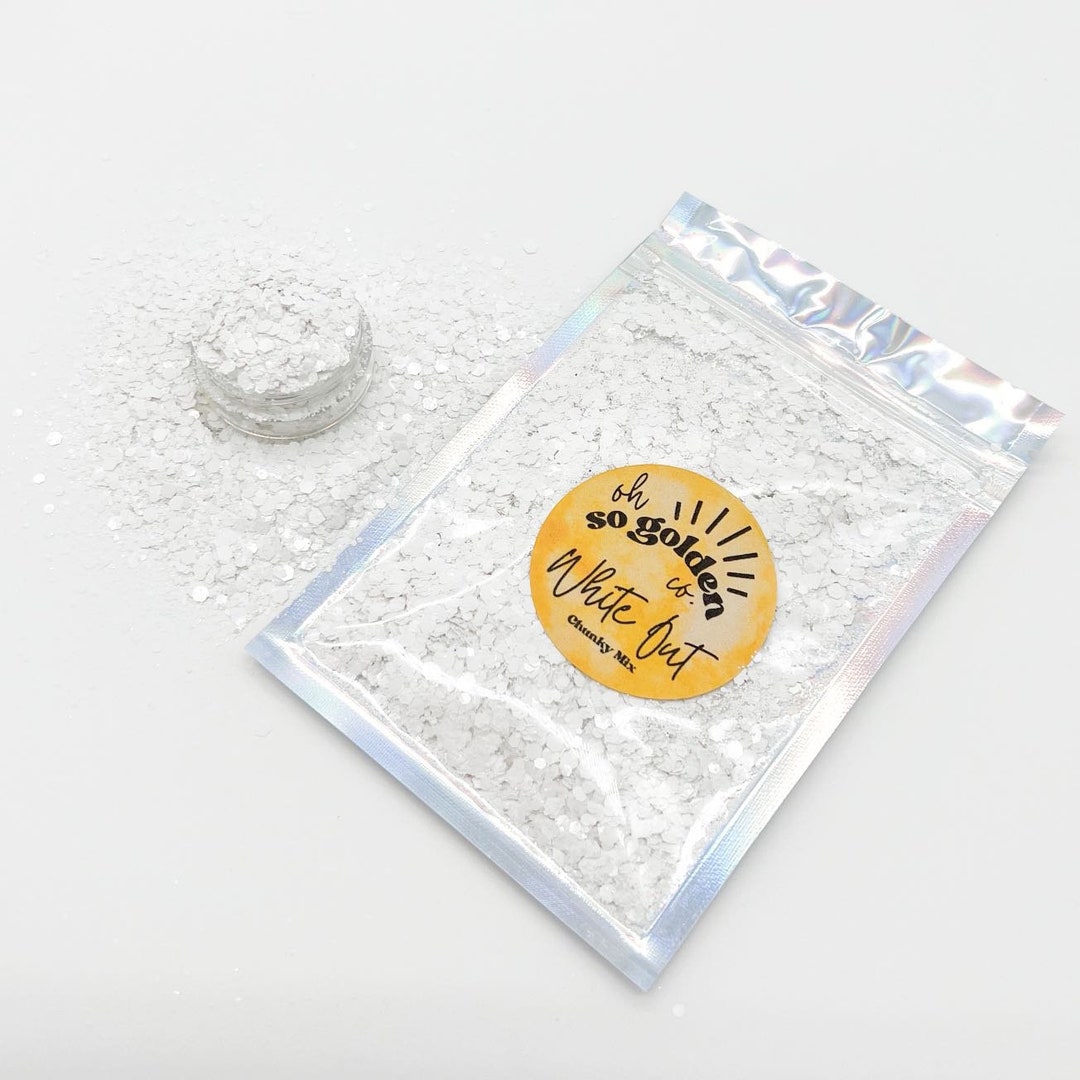 White Out Chunky Glitter Mix, Pure White Glitter Mix, Polyester Glitter ...
