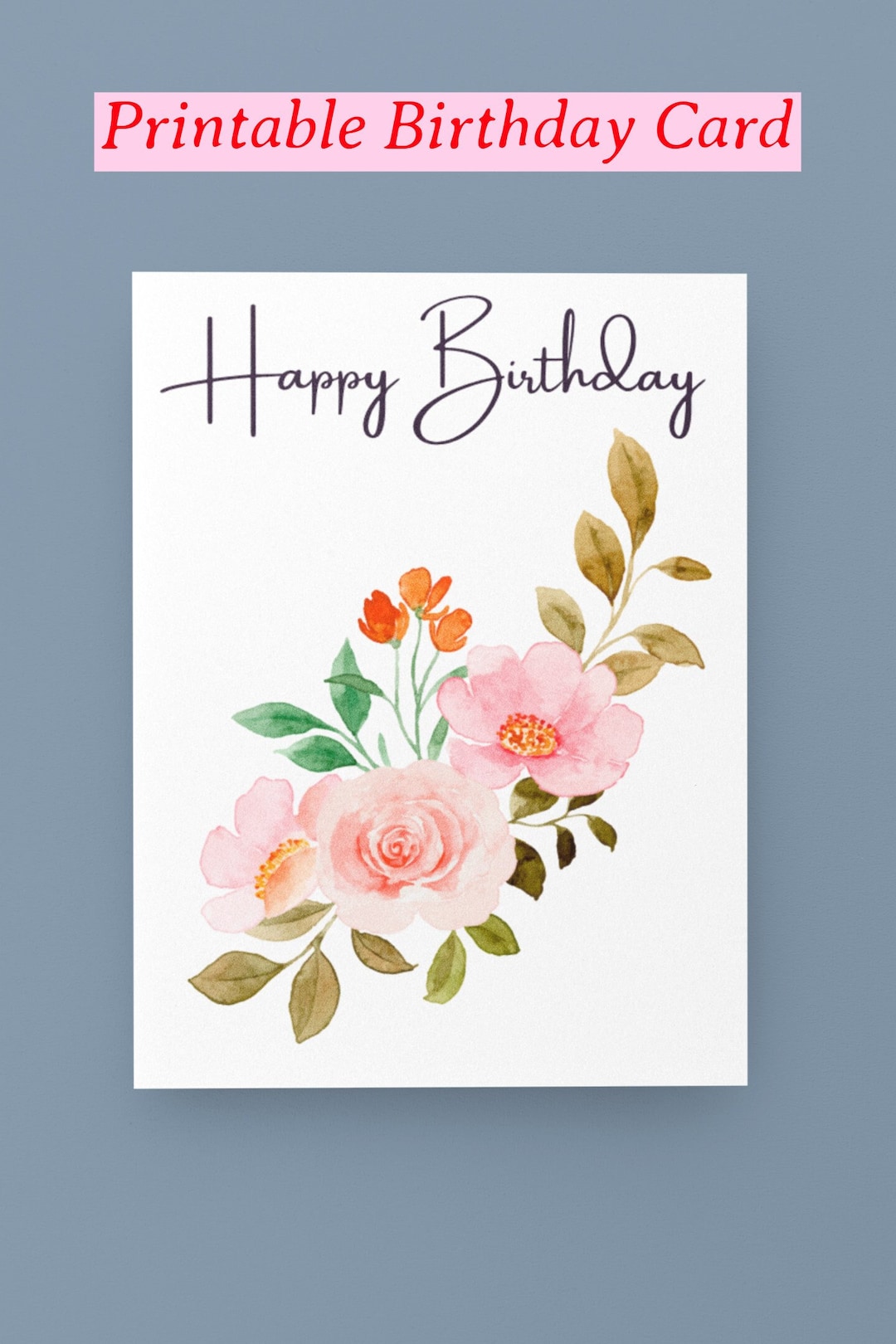 Printable Happy Birthday Card Printable PDF Birthday Card With Envelope ...