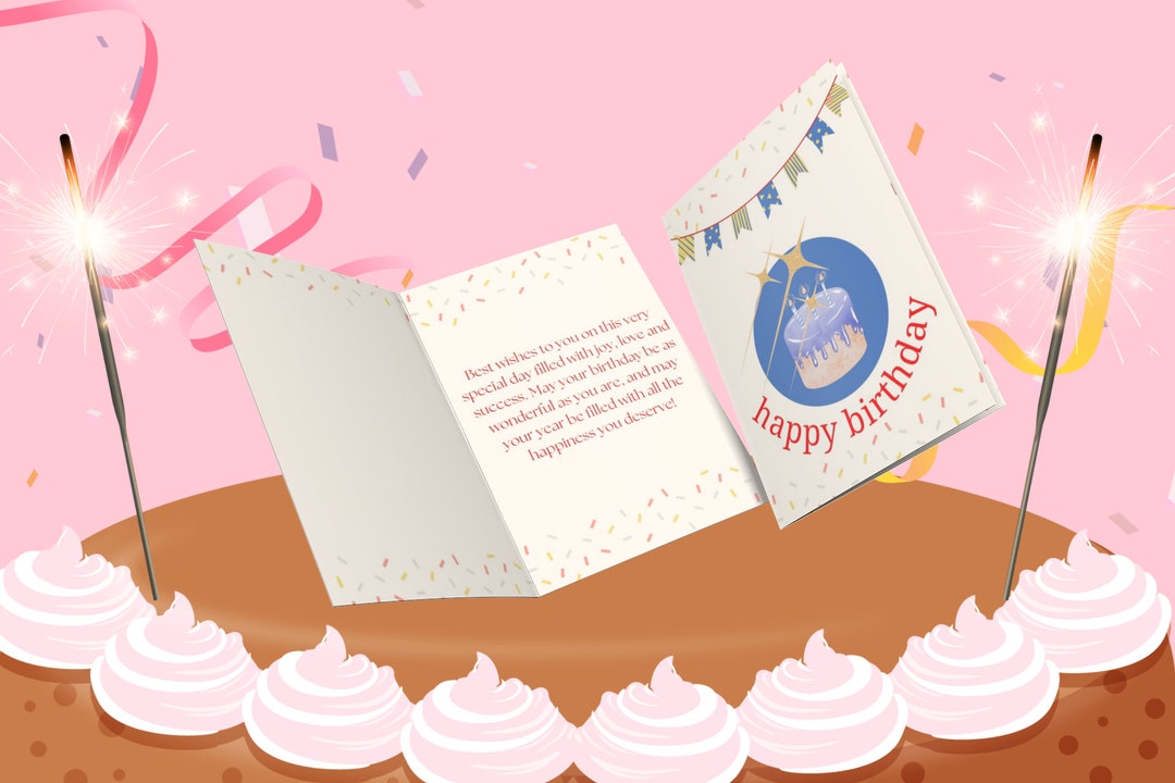 Printable Happy Birthday Card Ready to Print With Envelope Template - Etsy