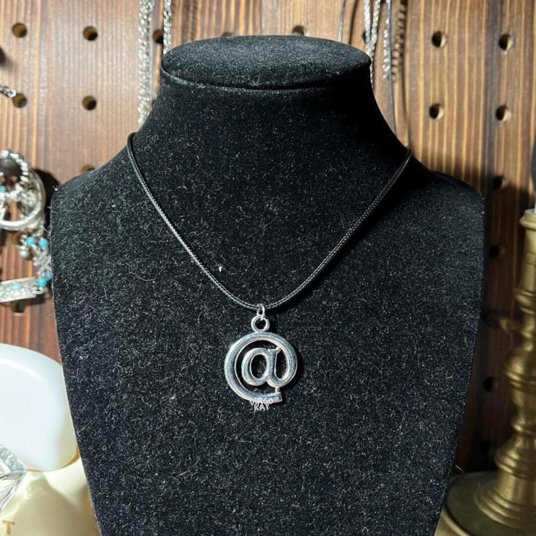 Handmade Goth Silver “@“ at A Symbol Pendant With Black Fabric Cord ...