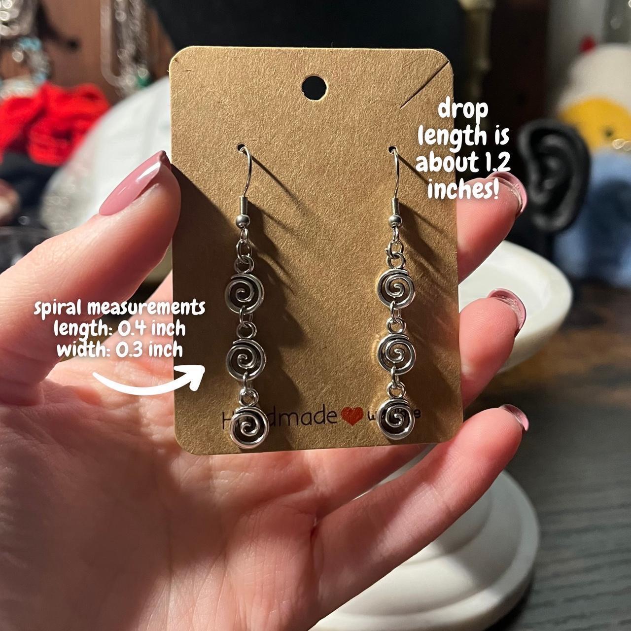Handmade Y2k Silver Triple Spiral Swirl Fish Hook Plated Dangle ...