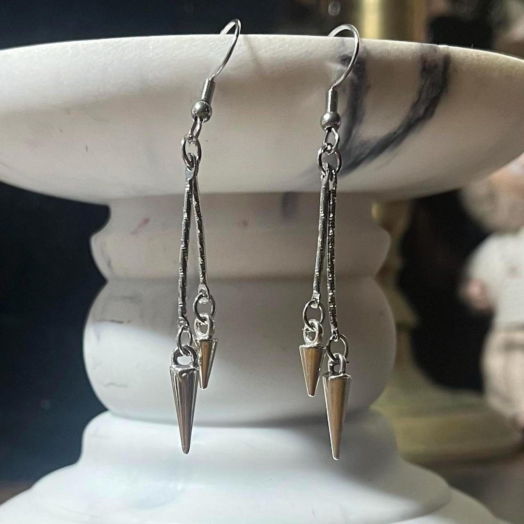 Handmade Y2k Double Stud Spike Connector Bar Charms Fish Hook Dangle ...