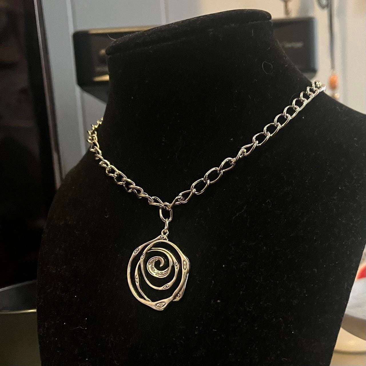 Handmade Whimsigoth Indie Silver Cable Chain Spiral/swirl Pendant ...