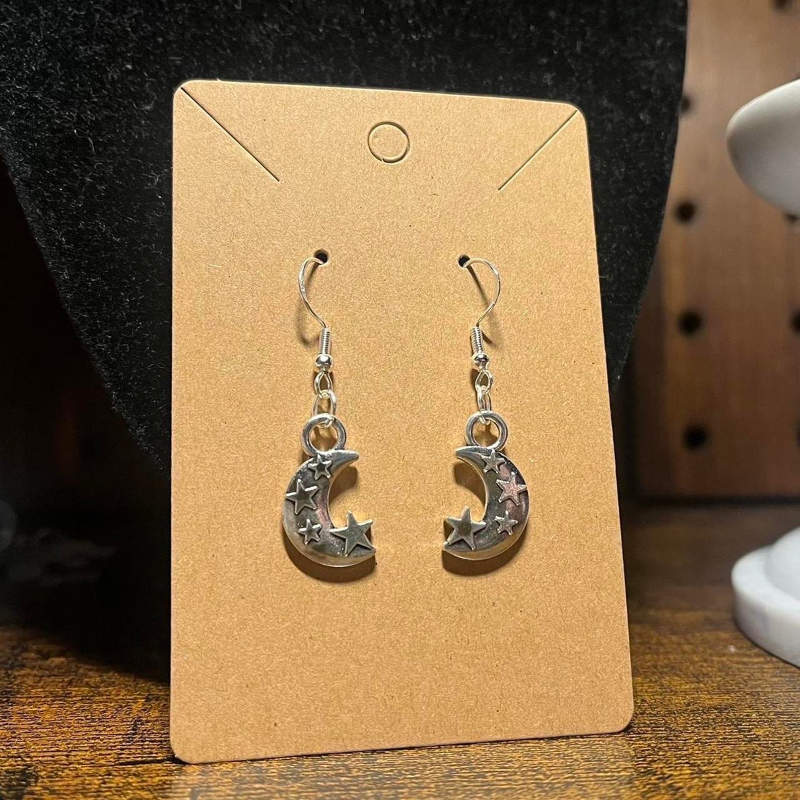 Handmade Whimsigoth Indie Mini 3d Star Moon Silver Plated Fish Hook ...