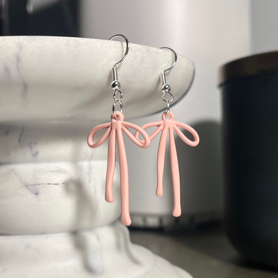 Handmade Coquette Indie Danity Droopy Pink Bow Fish Hook - Etsy