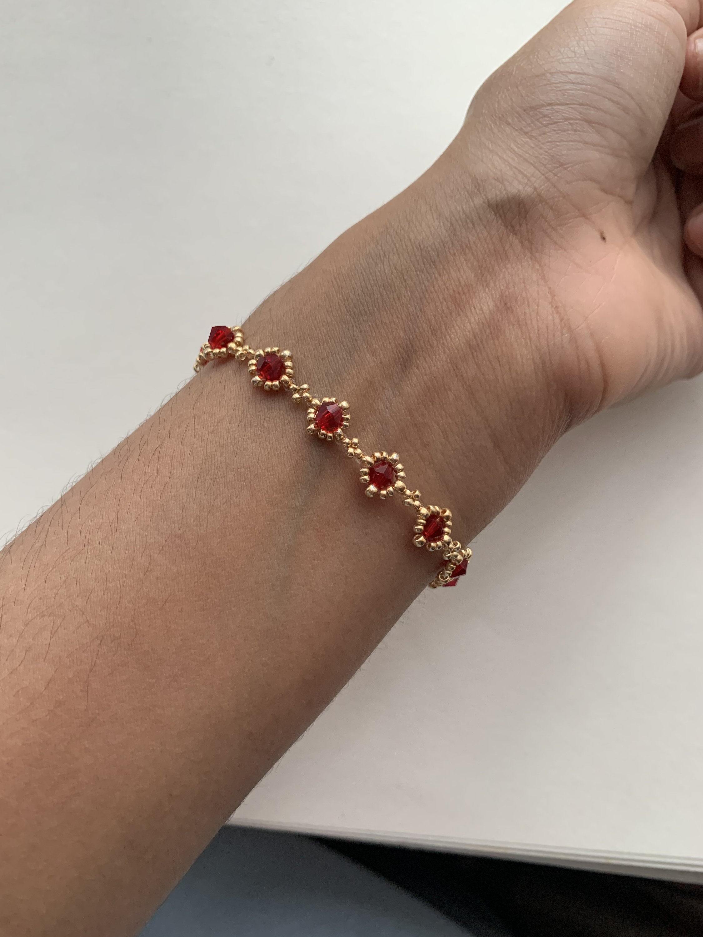 Royal Red Gold Bracelet Seed Bead and Bicone Bracelet - Etsy UK