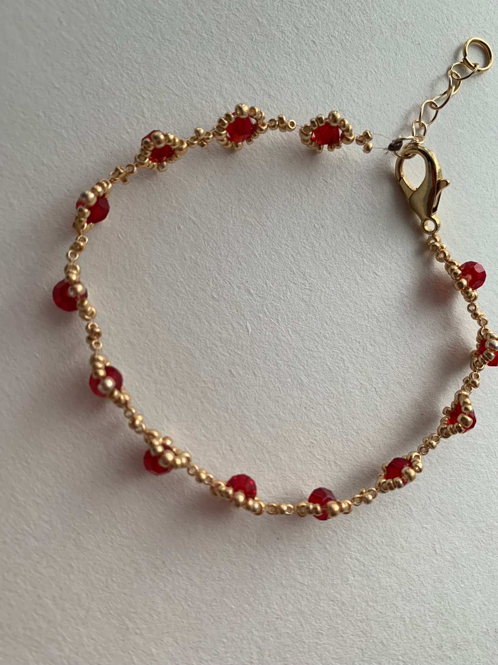 Royal Red Gold Bracelet Seed Bead and Bicone Bracelet - Etsy UK
