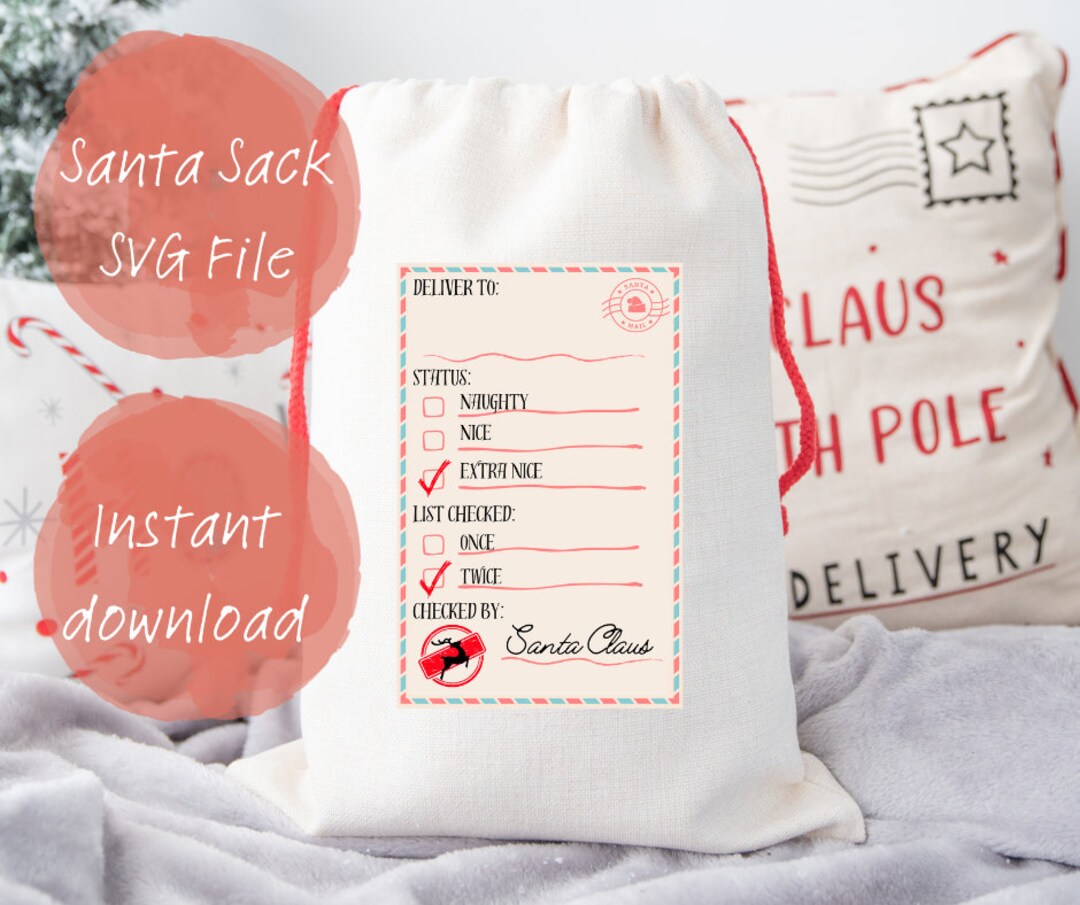 Santa Sack Svg Christmas Gift Sack Svg North Pole Express - Etsy