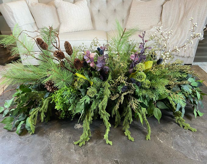 Long Natural Winter Norfolk Pine Cedar Pinecone Berry Thistle ...