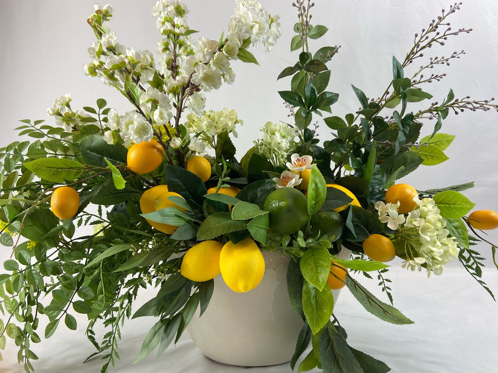 Elegant Lemon Lime Snowball Boxwood Mix Greenery Arrangement ...