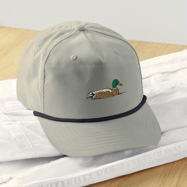 Cap | Mallard Duck Embroidered Rope Trucker Hat | Adjustable & Stylish ...