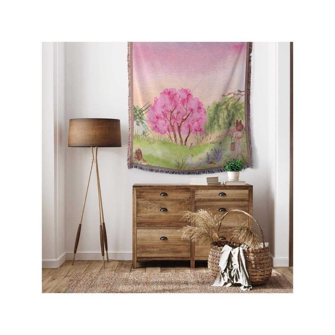 Pastoral Cottagecore Blanket | Woven Throw | Country Living Decor ...
