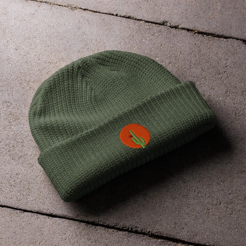 Embroidered Cactus Beanie - Etsy