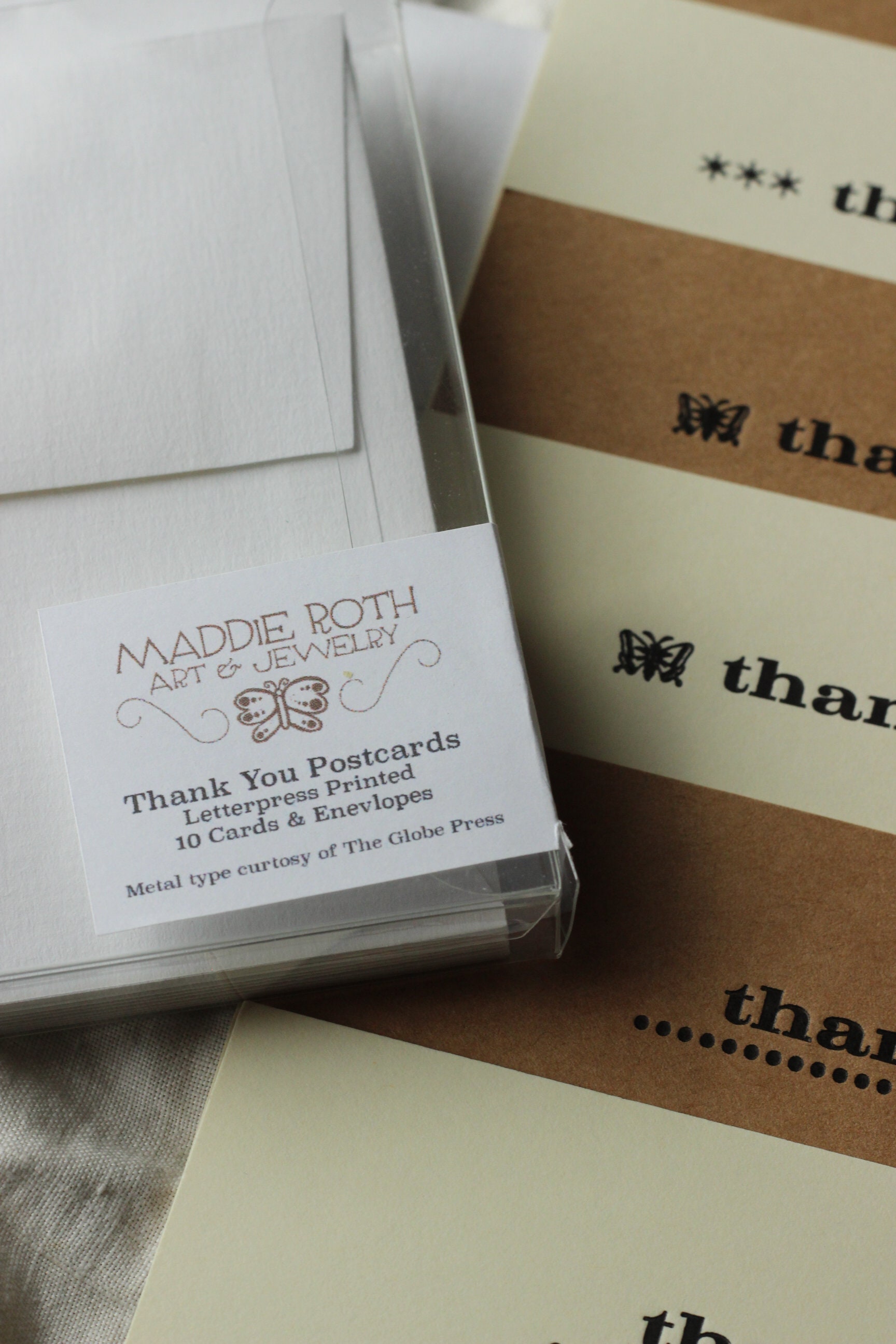 Thank You Card Stationary Pack Letterpress Printed - Etsy