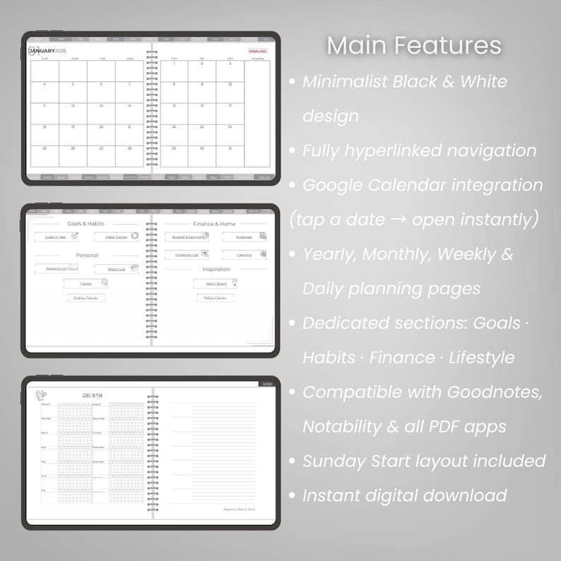 2026 Digital Planner : Hyperlinked PDF (goodnotes/notability) - Etsy