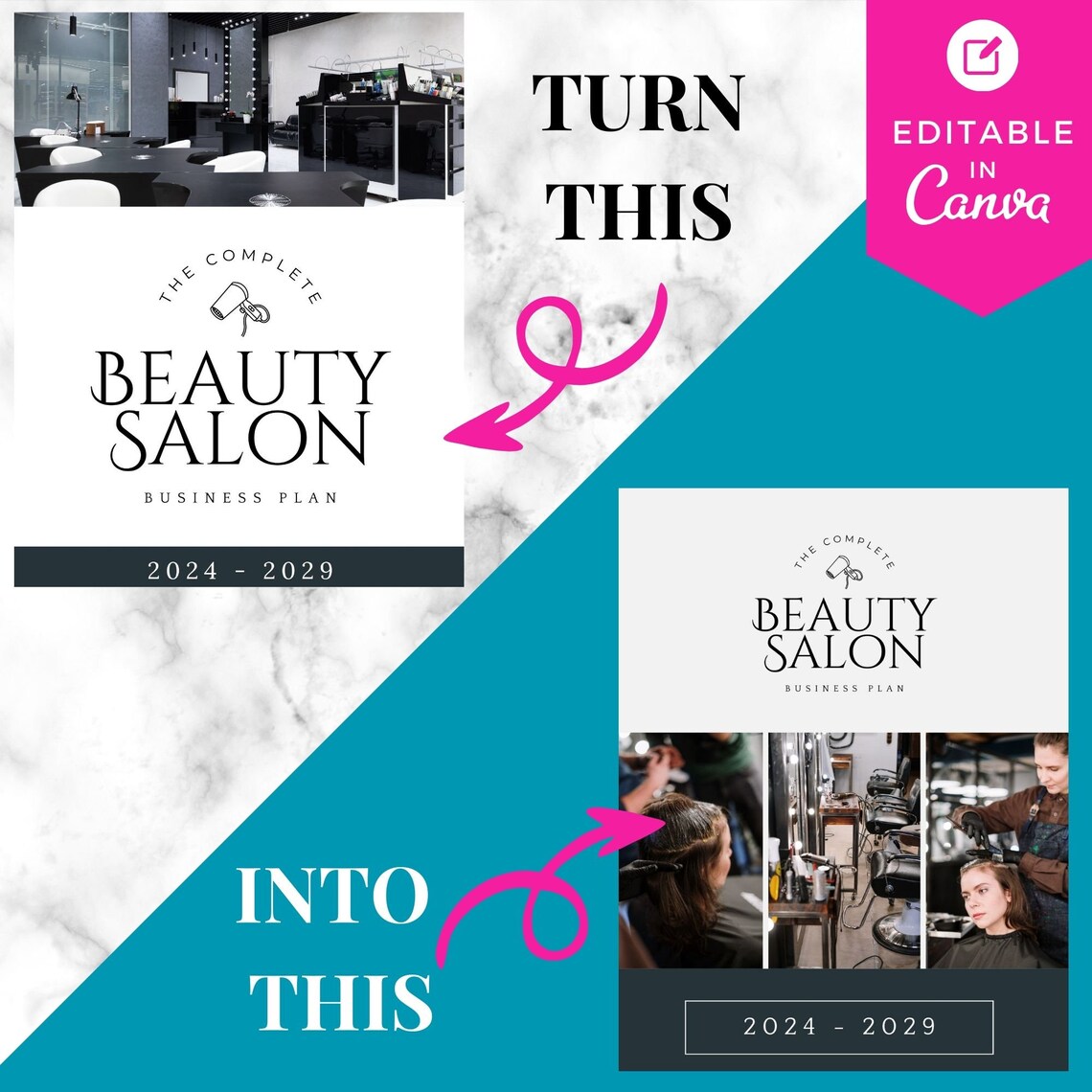 Beauty Salon Business Plan Template | Editable in Canva | Instant ...