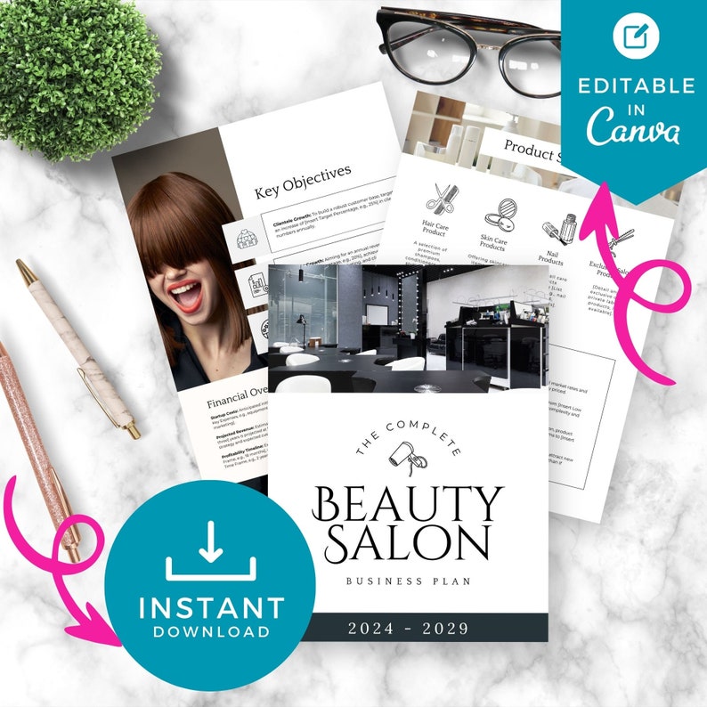 Beauty Salon Business Plan Template | Editable in Canva | Instant ...