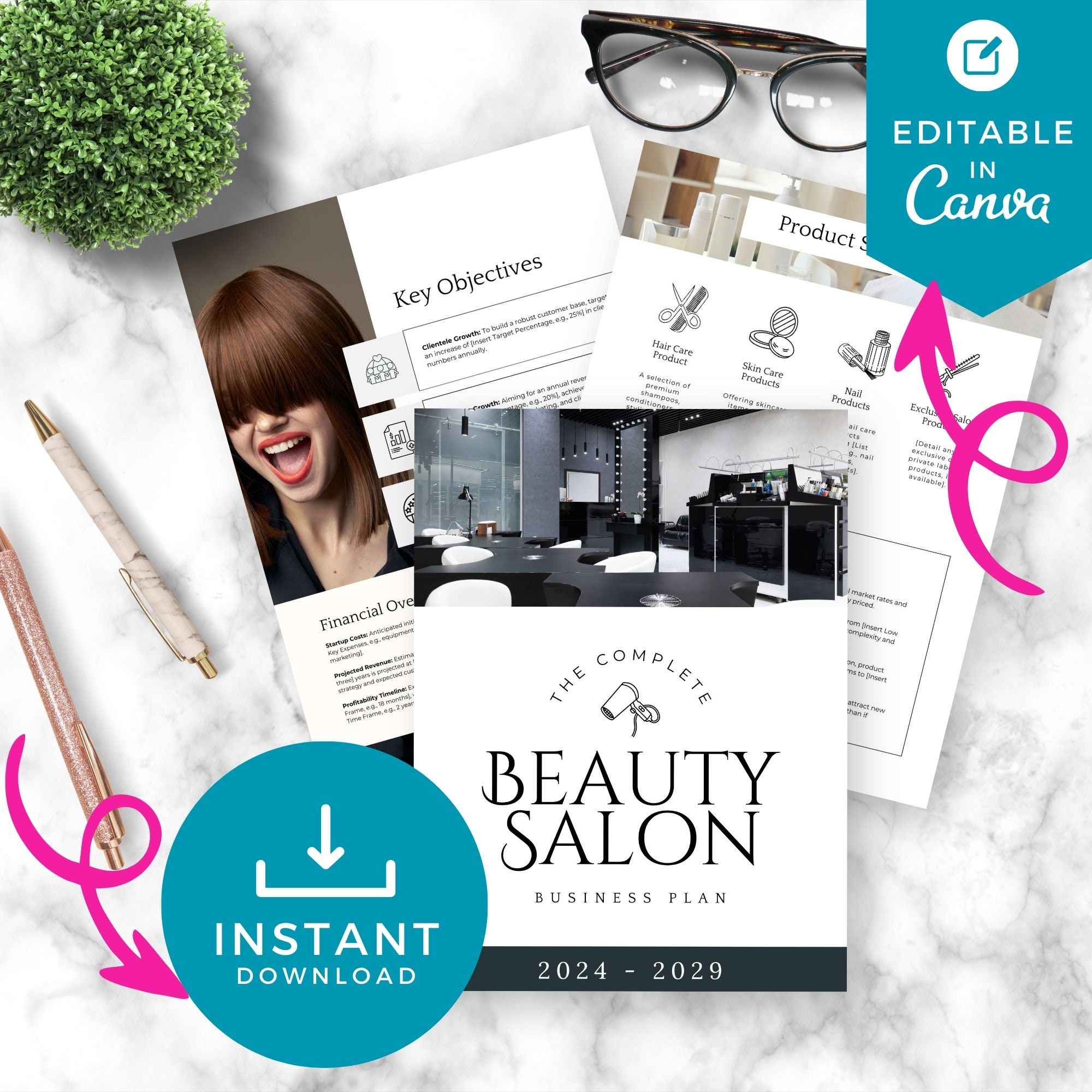 Beauty Salon Business Plan Template | Editable in Canva | Instant ...