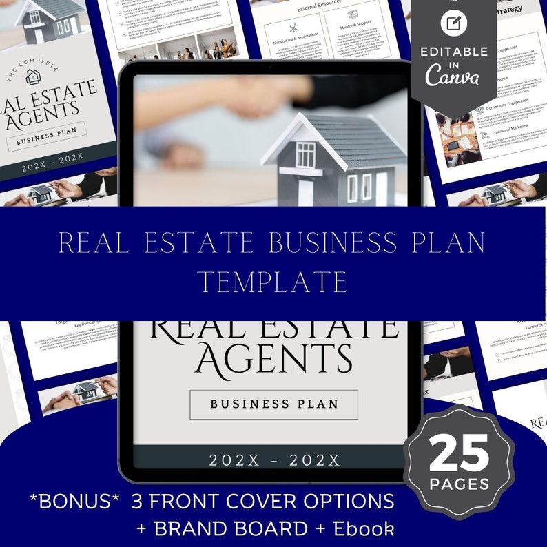 Real Estate Agent Business Plan Template | Editable in Canva | Instant ...