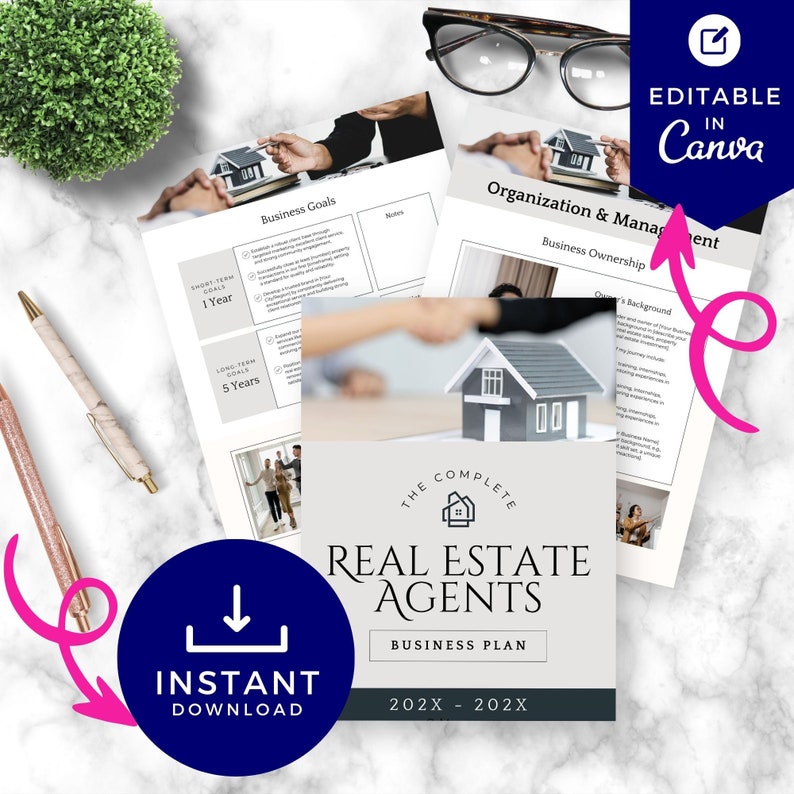 Real Estate Agent Business Plan Template | Editable in Canva | Instant ...